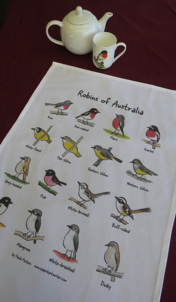 Robins of Australia organic cotton tea towel | Paperbark Writer