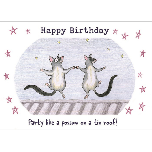 Possums dancing card | Paperbark Writer