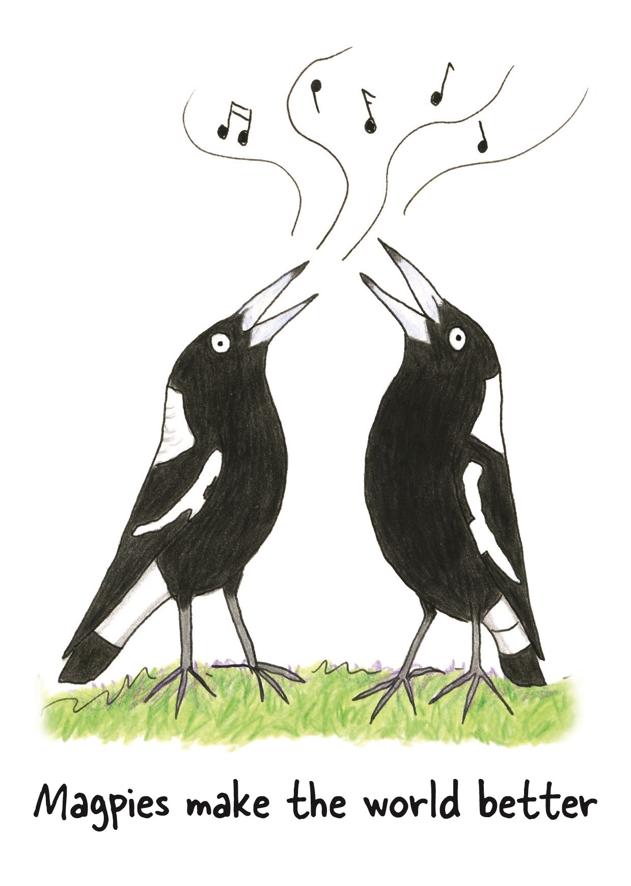 Magpies make the world better card | Paperbark Writer