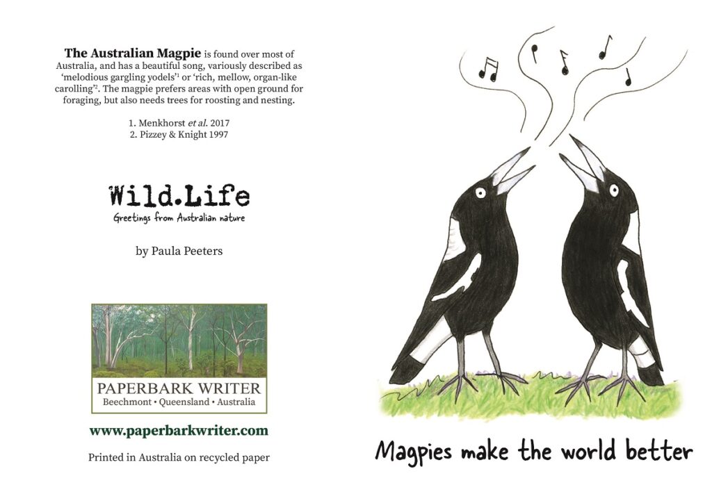 Magpies make the world better card | Paperbark Writer