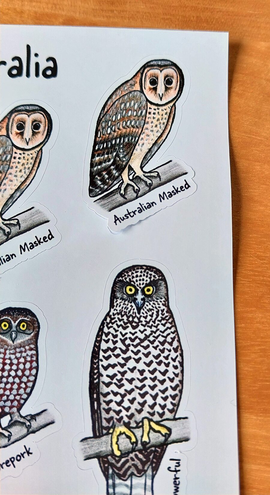 Owls of Australia sticker sheet | Paperbark Writer