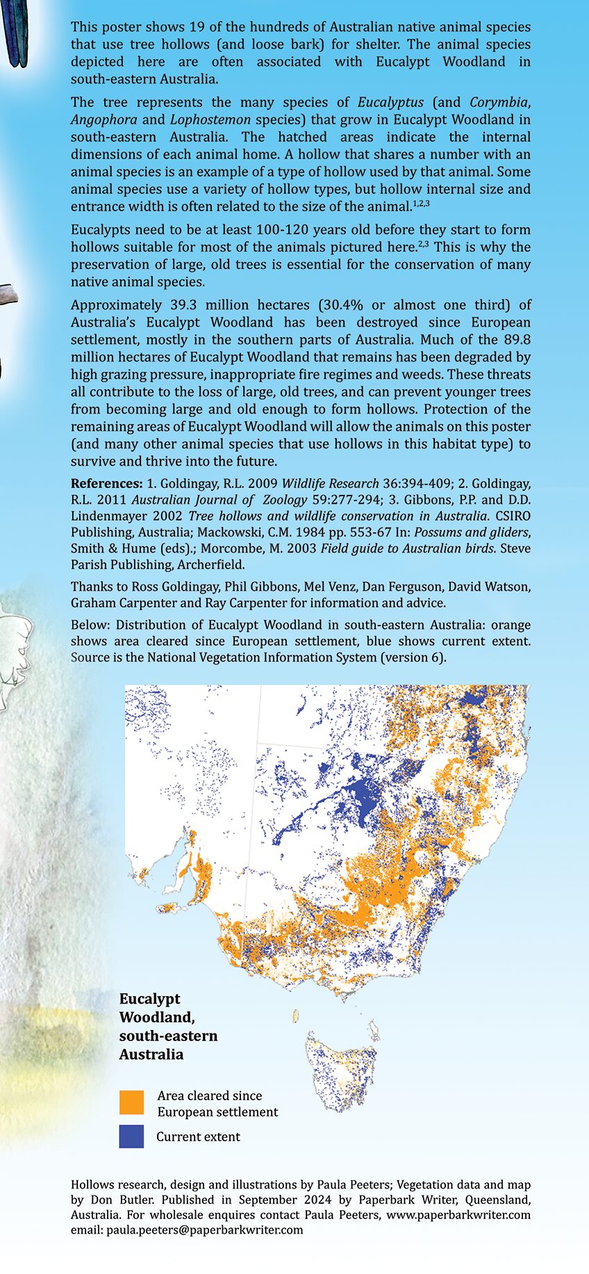 hollows 3 euc woodland poster text and map | Paperbark Writer